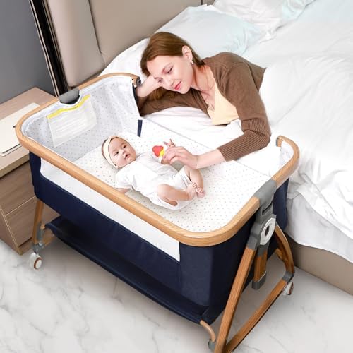 Amazon.com: nujett Baby Bassinet Bedside Sleeper,3 in 1 Baby Bassinet ...