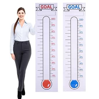 Amazon.com: 2 Pcs Fundraising Thermometer Goal Chart Poster Sticker, 48 ...