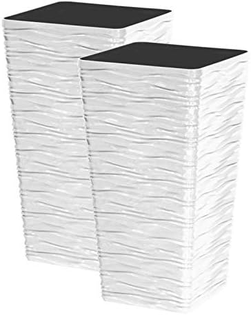 Panache Wave Tall Gloss Plastic Planter - Black, Set of 2 - 55cm (H) x ...