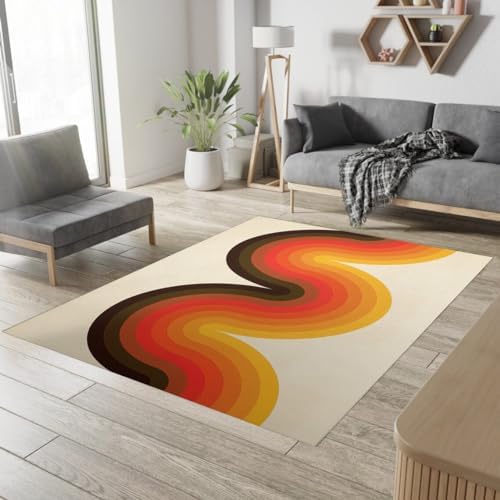 Amazon.com: 1970s Style Area Rug - Mid-Century 70s Living Room Rug ...
