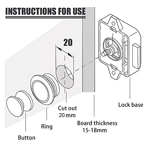 Push Button Drawer Lock,15-18mm Keyless Push Button Door Lock for RV ...