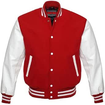 Eagle Wear Men's Varsity Jacket Genuine Leather Sleeve and Wool Blend ...
