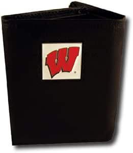 Amazon.com: Wisconsin Badgers Motion W on White Pewter Logo Leather ...