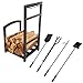 Lavish Home 5-Piece Fireplace Tool Set and Log Rack - - Want It All