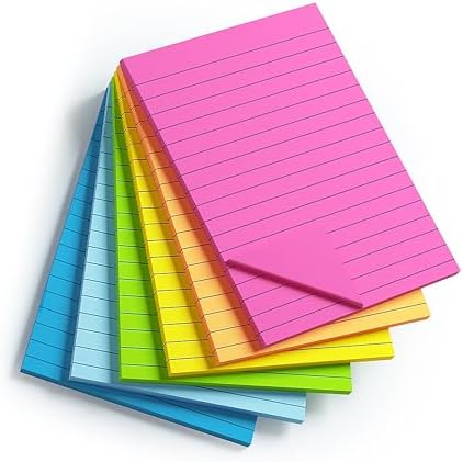 RHAWOM Lined Sticky Notes 4x6 Post Note,Super Stickies it,Bright Colors ...