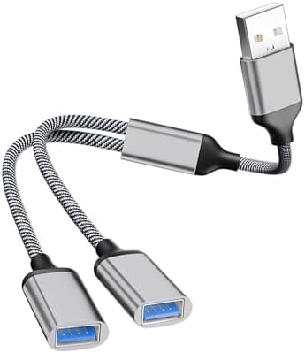 AXFEE USB Splitter 2 Port, Dual USB-Female to Male Cable, Double Usb Y ...