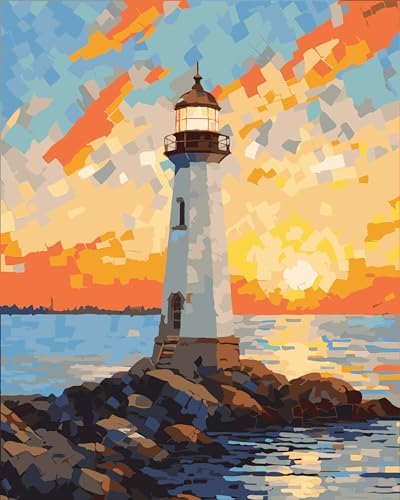Amazon.com: BODEUX Lighthouse Paint by Numbers for Adults Beginner ...