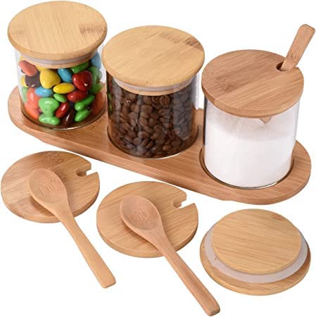 Buy CCDIYZ Durable Glass Jar With Wooden Lid,Spoon & Tray // Chutney ...