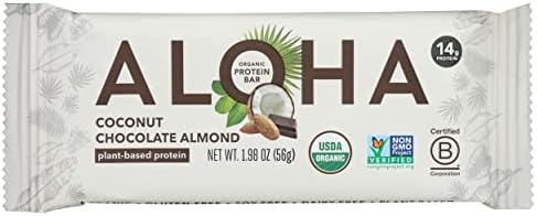 Amazon.com : Aloha Coconut Chocolate Almond Protein Bar, Plant Based ...