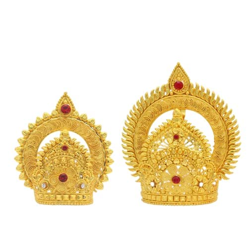 Buy VEDIC VAANI Resin Golden Crown Mukut With Haar Mala For God And ...