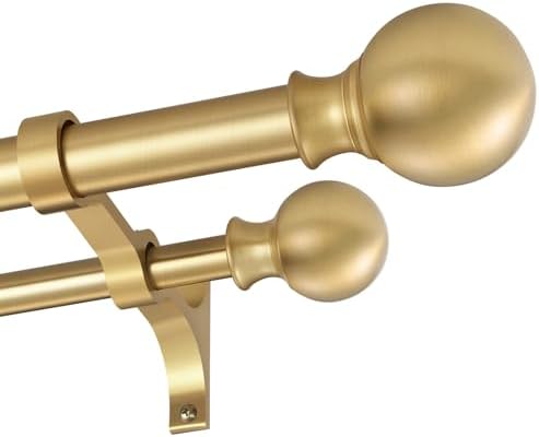 Amazon.com: Double Drapery Curtain Rods, 72-144” Telescoping Curtain ...