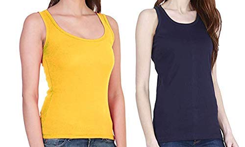 Women's or Girls Solid Tank Top Combo of 2 (Small) : Amazon.in ...