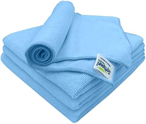 SOFTSPUN Microfiber Cloth 4 pcs 40x40 cms 340 GSM Sky Blue Thick Lint ...