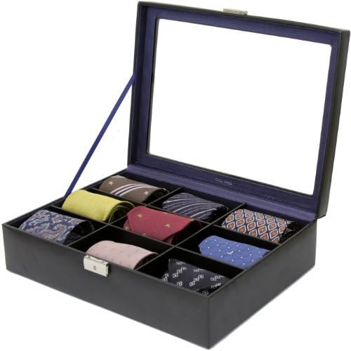 Amazon.com: Tie Box Neck Ties Bow Ties Storage Organizer Case Leather ...