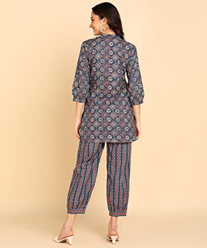 Buy BLOCKS OF INDIA Cotton Hand Block Printed Coords Set in Ajrak Print ...