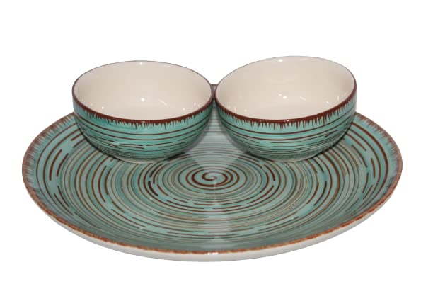 Phezent Pasco Ceramic Plates for Dinner with Katori (3 Pieces, 1 Dinner ...