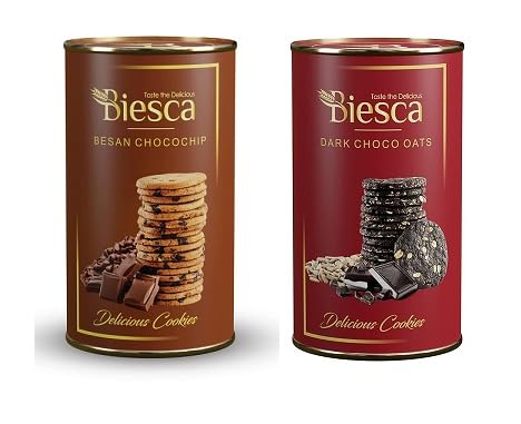 Biesca Premium Handmade Besan Chocochip Cookies 170g and Dark Choco ...