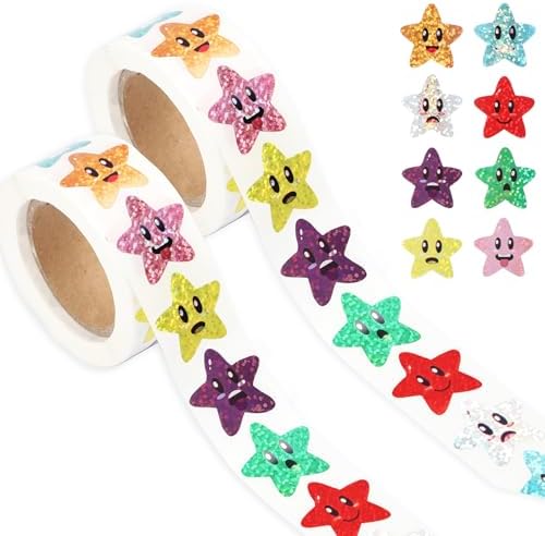 1000pcs Shiny Star Smile Stickers, Self Adhesive Shiny Reward Smile ...