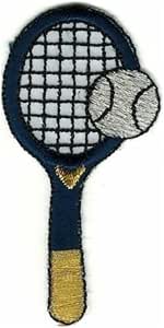 Amazon.com: Blue Gold Tennis Racquet Racket Ball 2.5"H Embroidery Patch ...