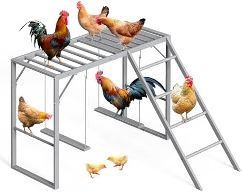 Chicken Perch with Swing Set, Roosting Bars for Chickens in Coop ...