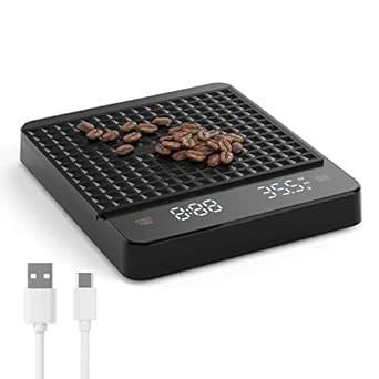 Digital Coffee Scale with Timer Waterproof Rechargeable Small Kitchen ...