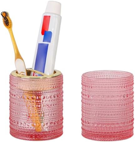 Amazon.com: Tonxus Pink Glass Toothbrush Holder, Bathroom Toothbrush ...