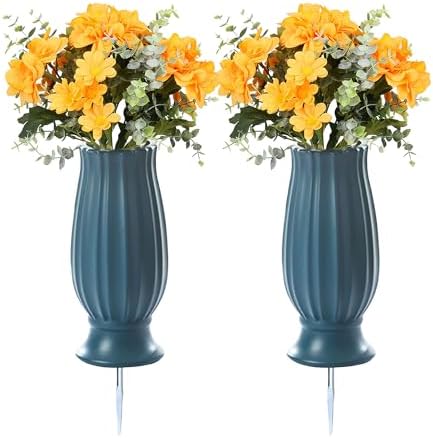 Metal Cemetery Vase Flower Holder with Spikes in Ground Grave Vases for ...