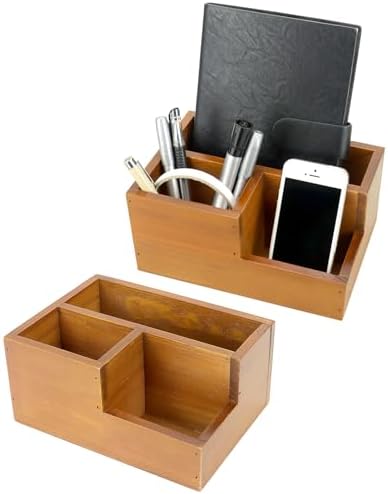 Amazon.com: QWORK Wooden Desktop Storage Box, 2 Pcs Desktop Mail ...
