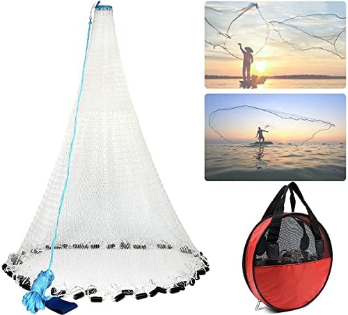 Skade Saltwater Fishing Cast Net for Bait Radius with Heavy Duty Sinker ...