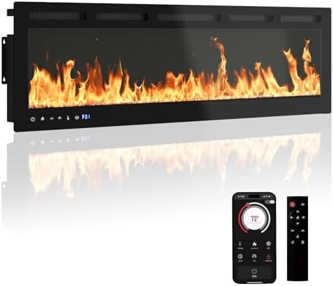 Amazon.com: 60" Smart Electric Fireplace Wall Mount, 1500w Heater with ...