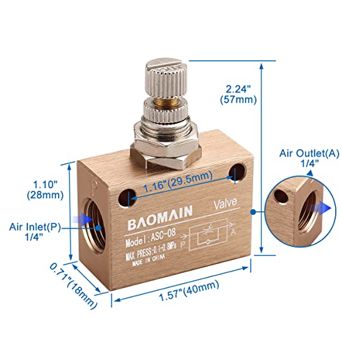 Baomain Pneumatic Flow Speed Control Valve ASC-08 one way two position ...