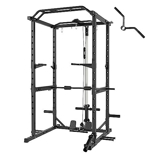 MAJOR LUTIE Power Cage, PLM05 1200lbs Capacity Power Rack with LAT Pull ...
