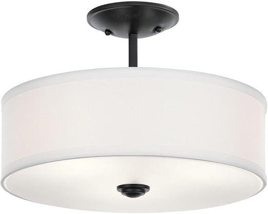 Kichler, Shailene 14" 3 Light Round Semi Flush with Satin Etched White ...