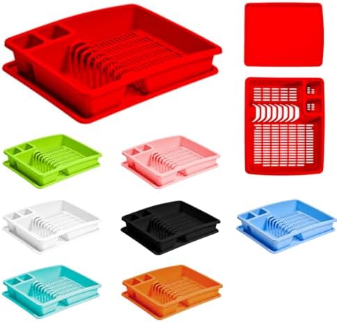ECO Large Plastic Dish Drainer Rack with Drip Tray | Heavy Duty Sturdy ...