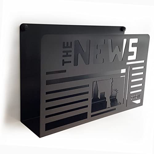 Design Metal Wall Magazine Rack Metal File Organizer (News, Black ...