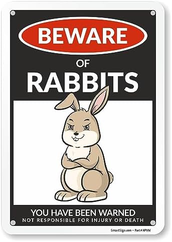 Amazon.com: SmartSign Funny Beware Of Rabbits Warning Sign - 10"x7", 40 ...
