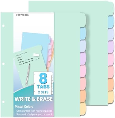 Amazon.com : Sooez 8 Tabs Long-Lasting Plastic Write & Erase Large Tabs ...
