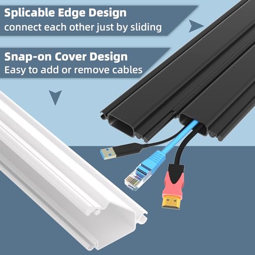 ESUFEIR 2M White Rubber Cable Trunking for Wall Mounted Tv,Wire Cover ...