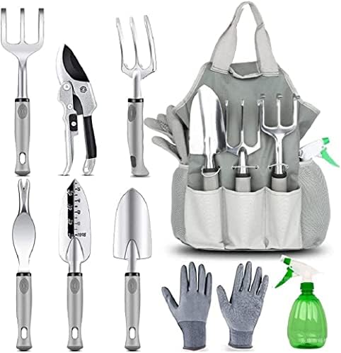 Amazon.com : 9-Piece Garden Tools Set with Gloves and Colorful Tote - Gardening Hand Tools Kit ...