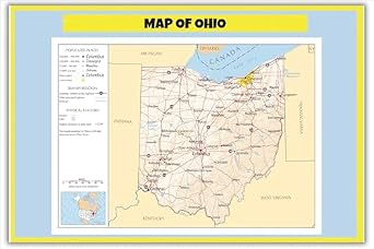 Amazon.com : Map of Ohio 18x24 - Laminated Wall Map Poster Print ...