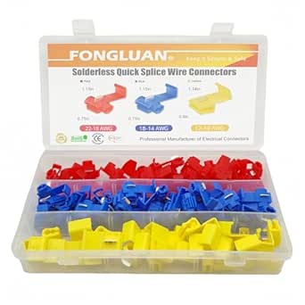 FONGLUAN 125pcs Solderless Quick Splice Wire Connectors,22-10 Gauge Scotch Lock Snap Electrical ...