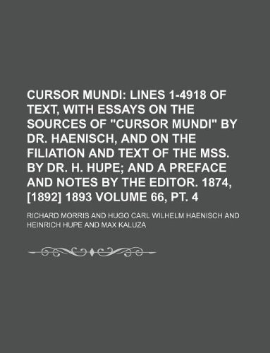 Cursor Mundi Volume 66, pt. 4: Richard Morris: 9781130622386: Amazon ...