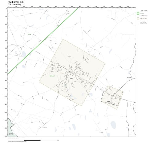 ZIP Code Wall Map of Williston, SC ZIP Code Map Laminated: Amazon.com ...