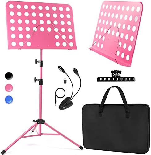 Amazon.com: lotmusic Pink Music Stand, Portable Music Sheet Stand ...