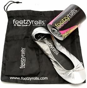 Amazon.com: Footzyrolls The Rollable Shoe, Shimmery Silver, Extra Small ...