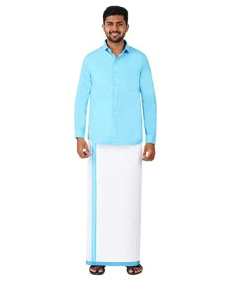 MANIRAJ Cotton Men's Classic Cotton Long Sleeve Shirt with Dhoti ...