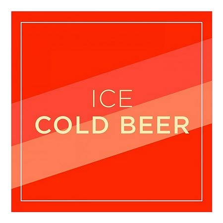"Ice Cold Beer -Modern Diagonal" Clear Window Cling | 24"x24" : Amazon ...