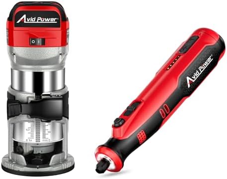 AVID POWER 6.5 Amp 1.25 HP Compact Router Tools Kit Bundle with 8V ...