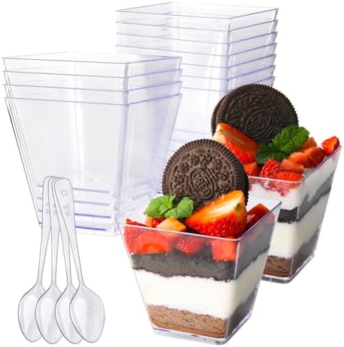 Amazon.com | MUMULULU 25 Pack 5 oz Plastic Dessert Cups with Lids and ...