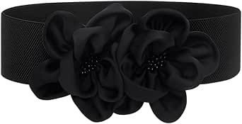 Amazon.com: Svnqney Women's Wide Belt Big Flower Cinch Belts Elastic ...